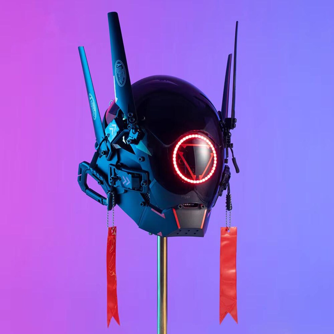 Red Cyberpunk Mask Cosplay Glowing Sci-fi Helmet 2077 Aesthetic ...