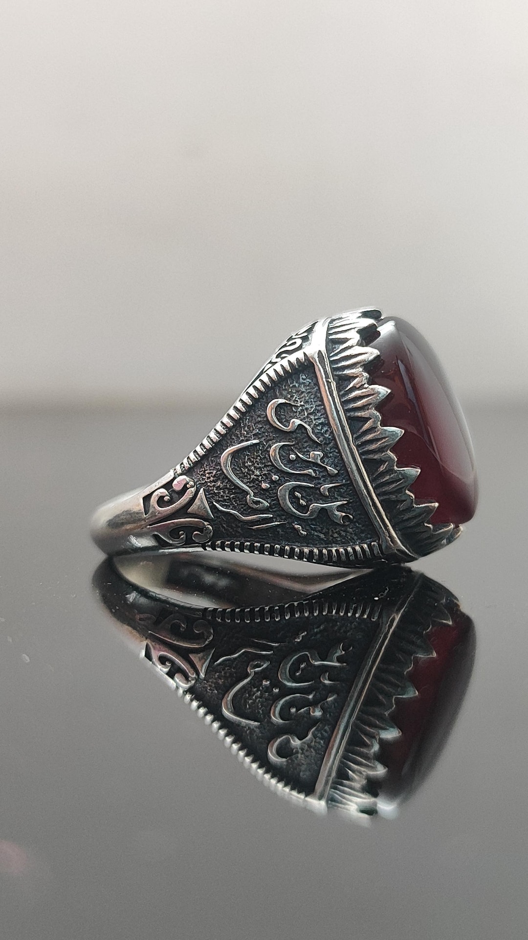 Shia Islamic Signet Ring :red Aqeeq Agate Ring | Islamic Sterling ...