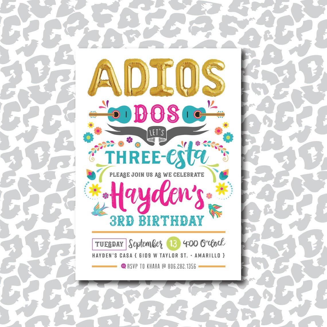 Instant Download Canva Editable Fiesta Happy Birthday Invitation Adios ...