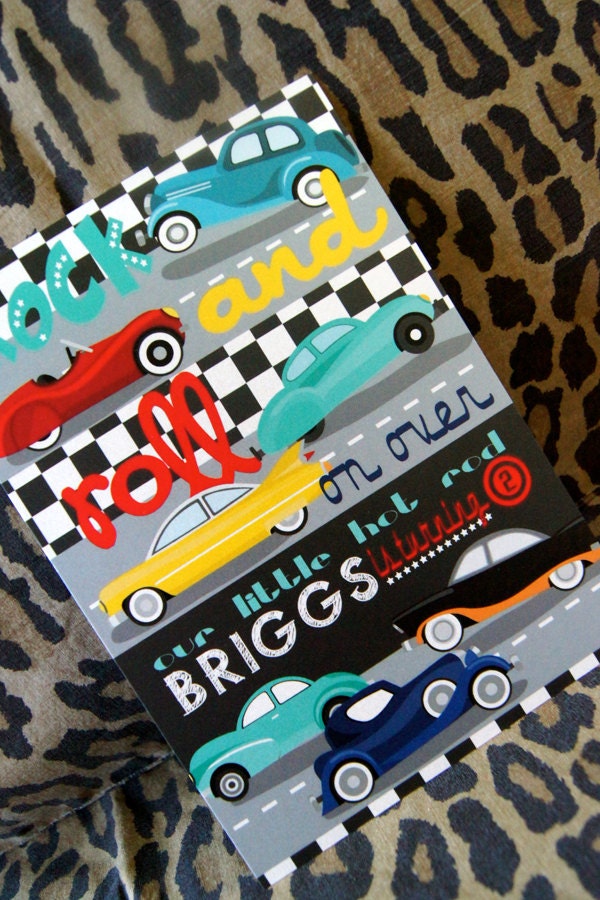 DIY Hot Rod Classic Car Theme Birthday Party Invitation - Etsy