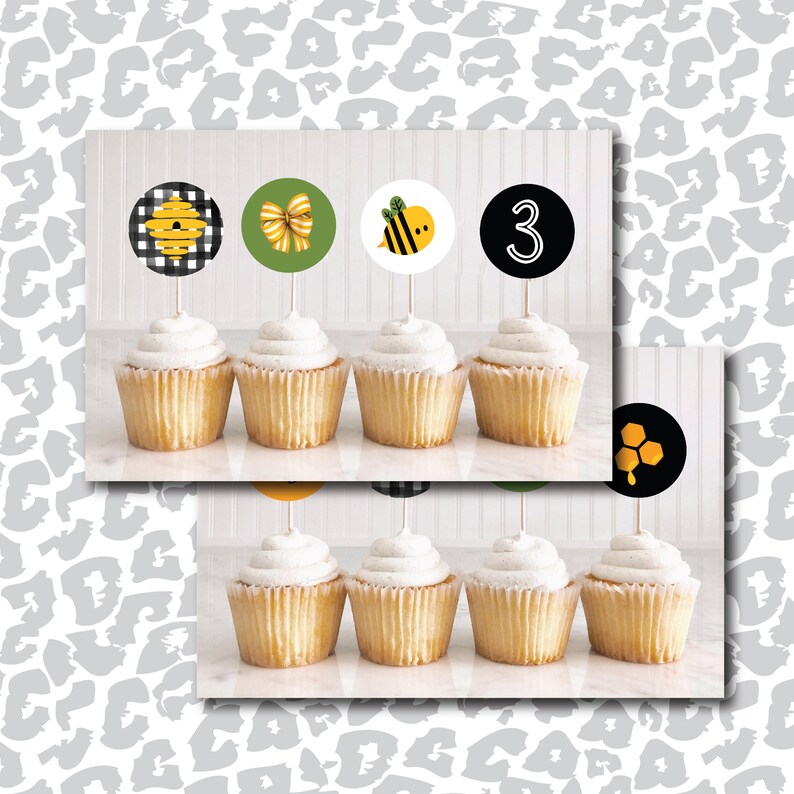 Printable Bee Birthday Party Cupcake Topper Honey Bee Birthday Party ...