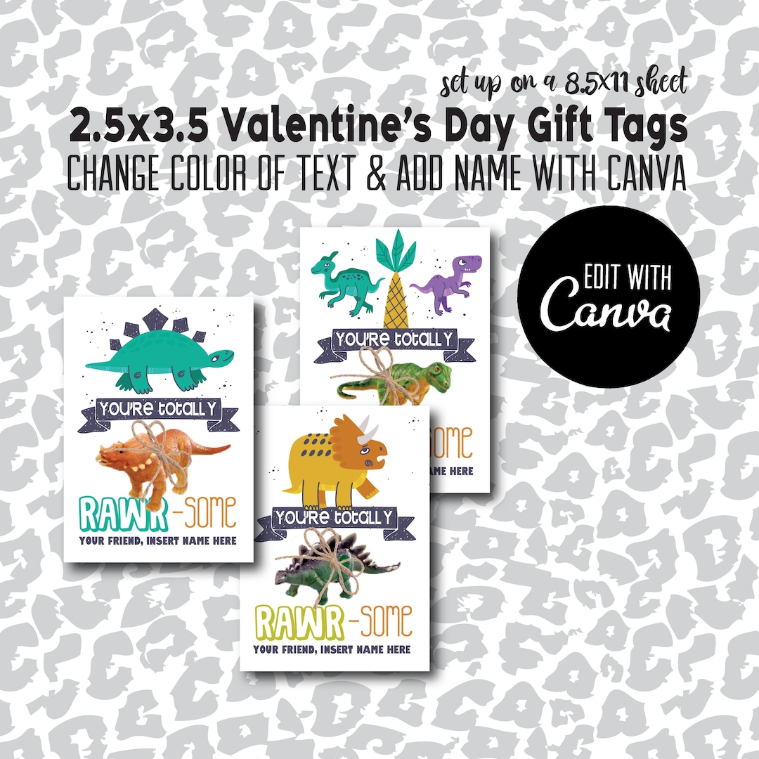 Canva Editable You're Totally Rawr-some Valentine's Printable, Dino ...