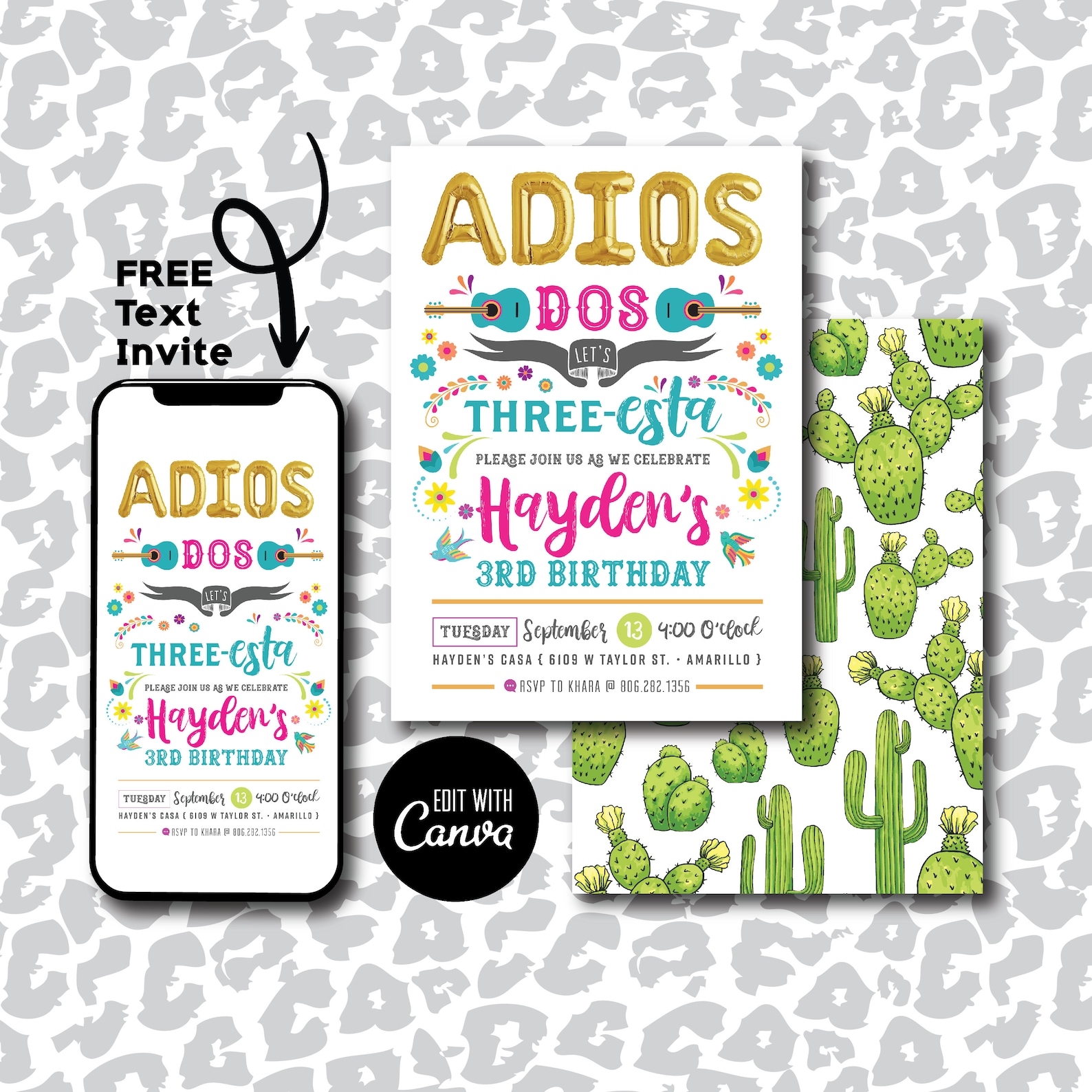Instant Download Canva Editable Fiesta Happy Birthday Invitation Adios ...