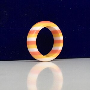 Striped Lucite Acrylic Statement Ring, Orange & White, Size 7.5 - Etsy