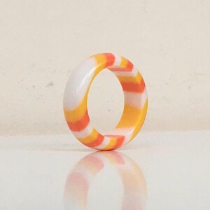 Striped Lucite Acrylic Statement Ring, Orange & White, Size 7.5 - Etsy