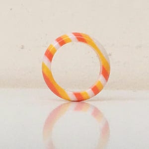 Striped Lucite Acrylic Statement Ring, Orange & White, Size 7.5 - Etsy