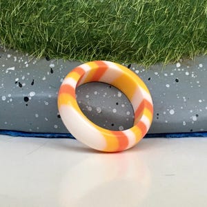 Striped Lucite Acrylic Statement Ring, Orange & White, Size 7.5 - Etsy