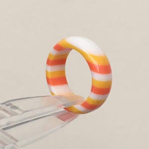Striped Lucite Acrylic Statement Ring, Orange & White, Size 7.5 - Etsy