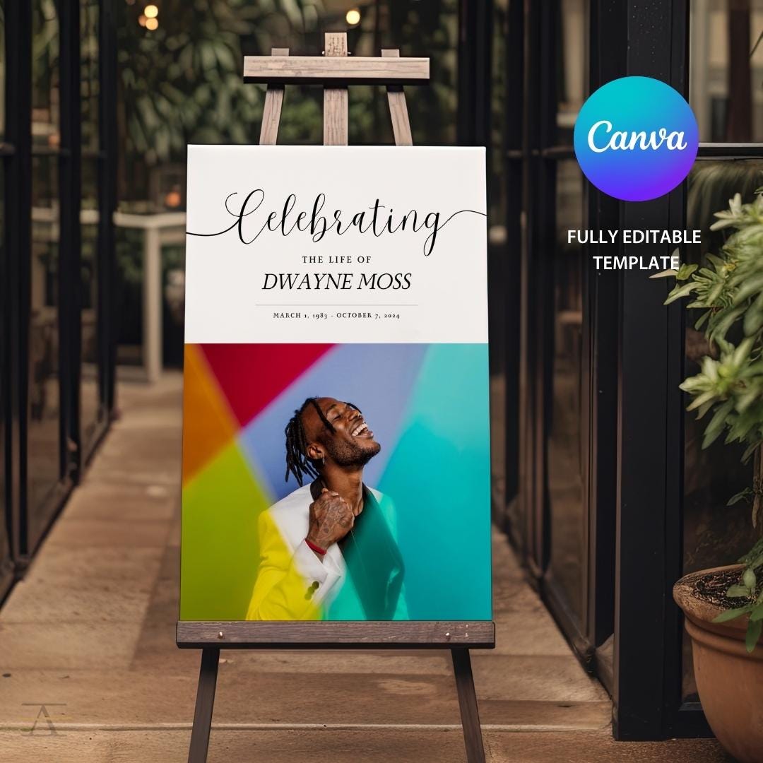 Chic Cursive Funeral Poster Memorial Sign Template Funeral Collage ...