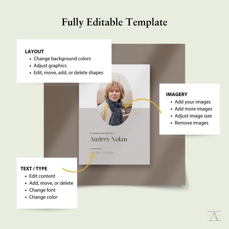 Neutral Funeral Poster Memorial Sign Template Funeral Collage Photo ...