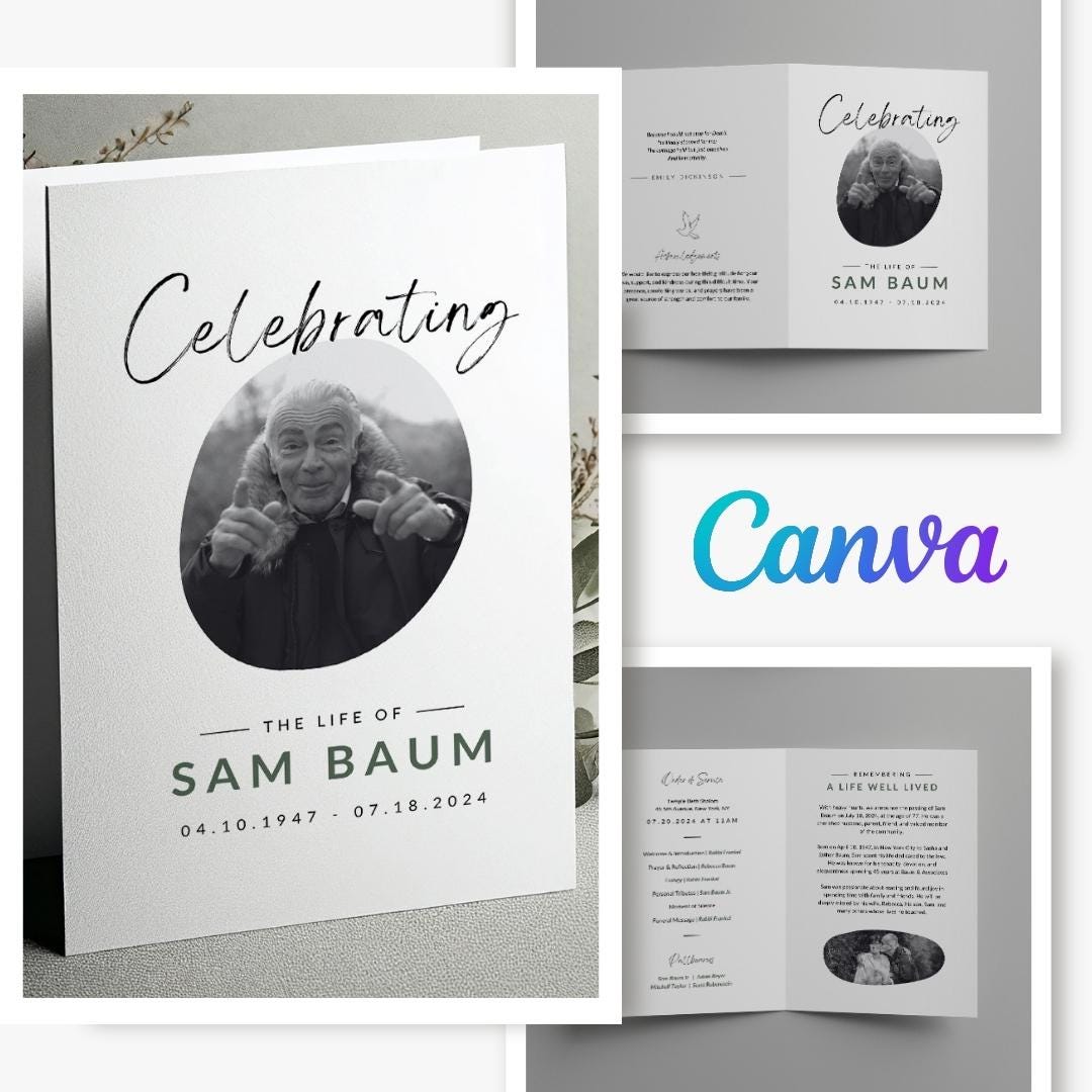Modern Funeral Program Template, Celebration of Life Pamphlet (canva ...