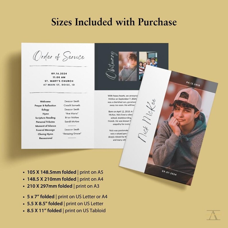 Celebration of Life Template, Modern Funeral Program (canva Editable ...