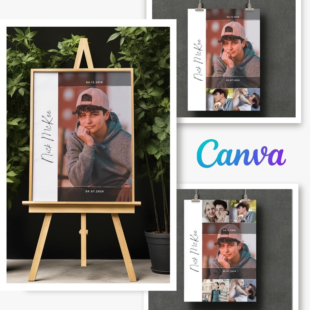 Gender-neutral Funeral Collage Photo Board Poster Template Editable ...