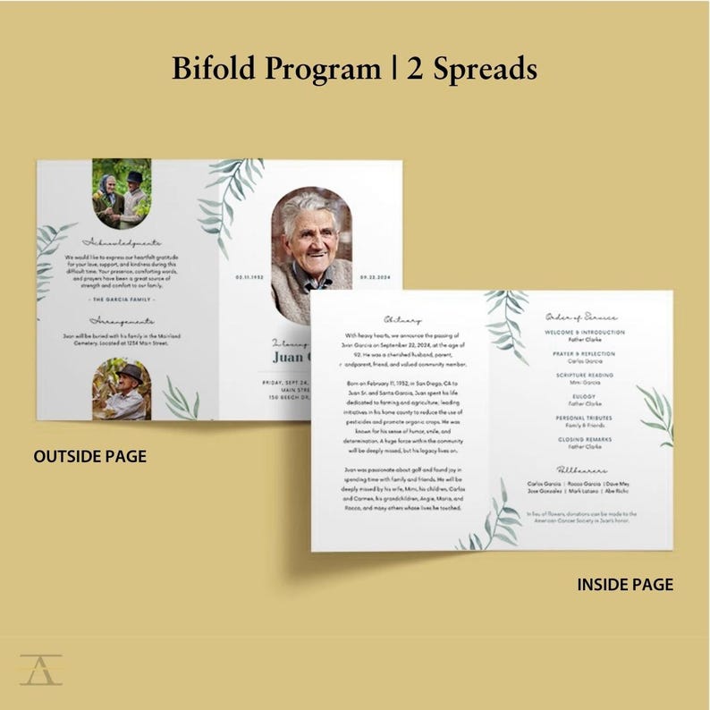 Palm Leaf Funeral Program Template, Celebration of Life (editable Canva ...