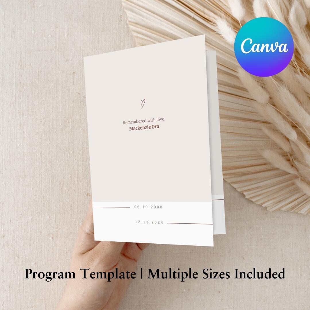 Minimal Type Funeral Program Template Celebration of Life Memorial ...