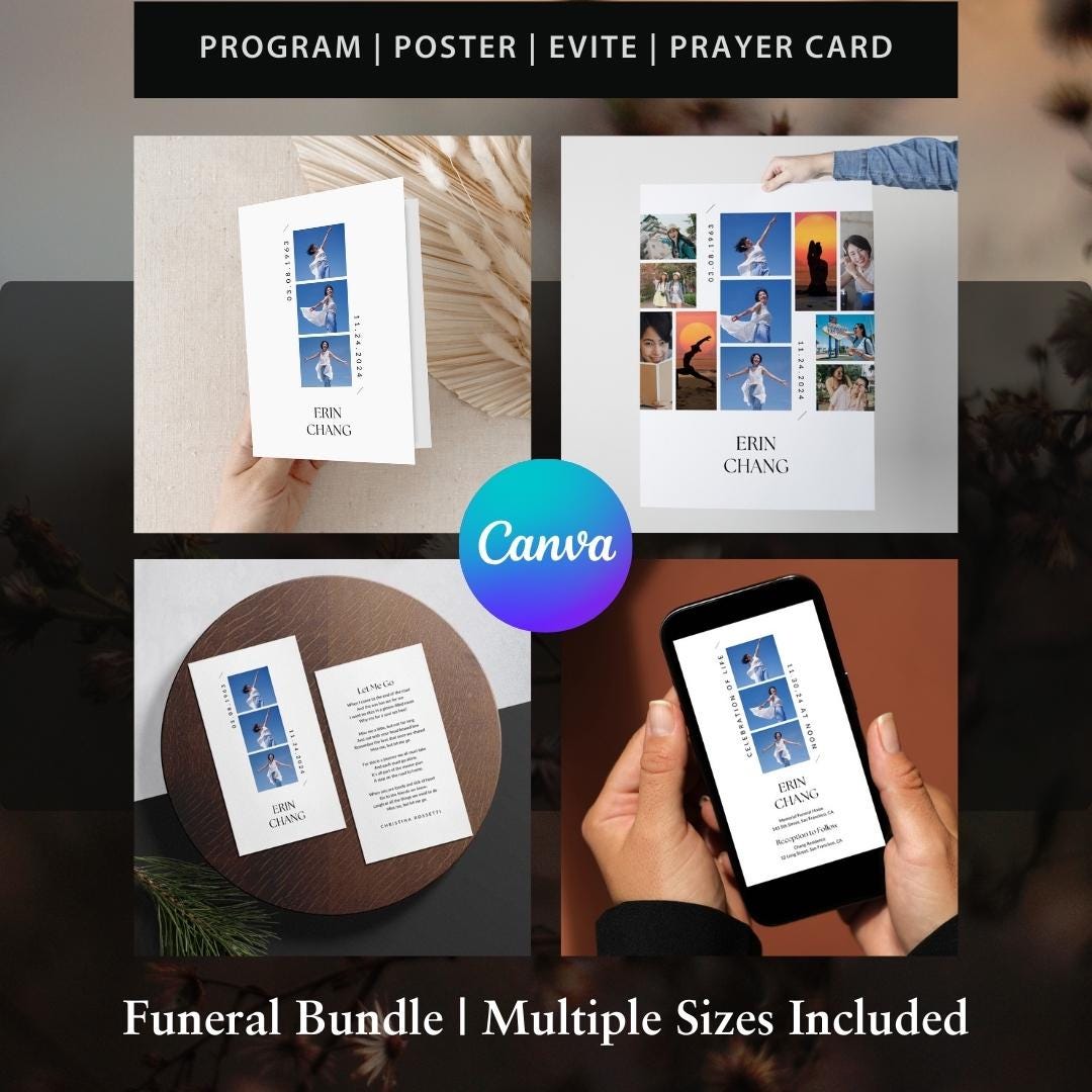 Modern Elegant Editable Funeral Bundle Set in Loving Memory Suite ...