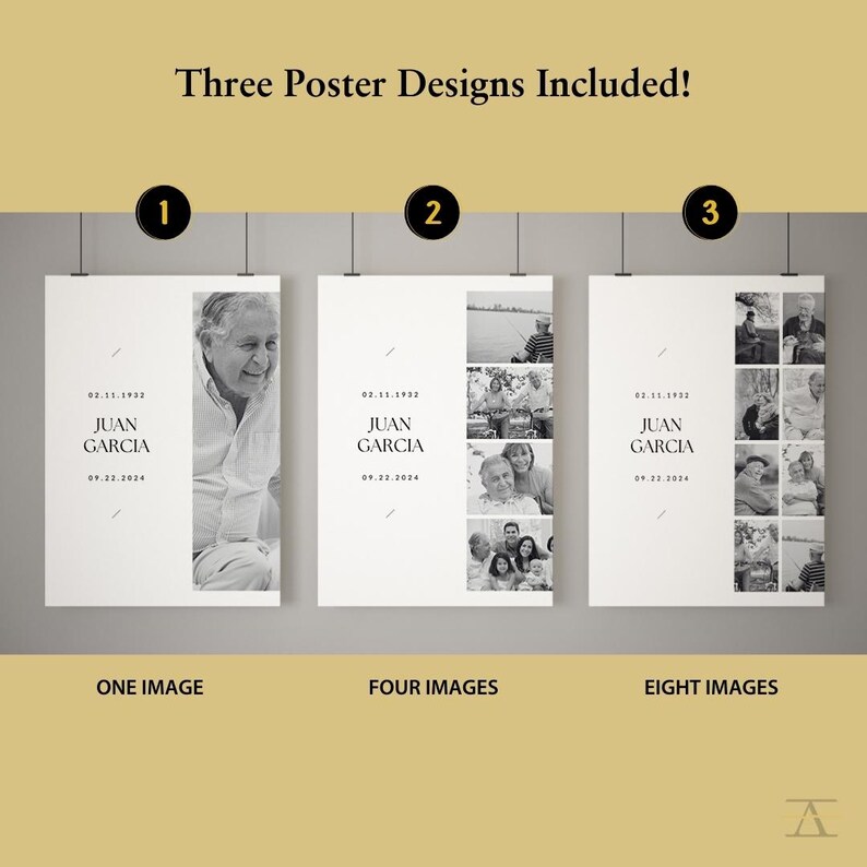 Sleek Funeral Poster Template, Collage Photo Board Welcome Sign ...