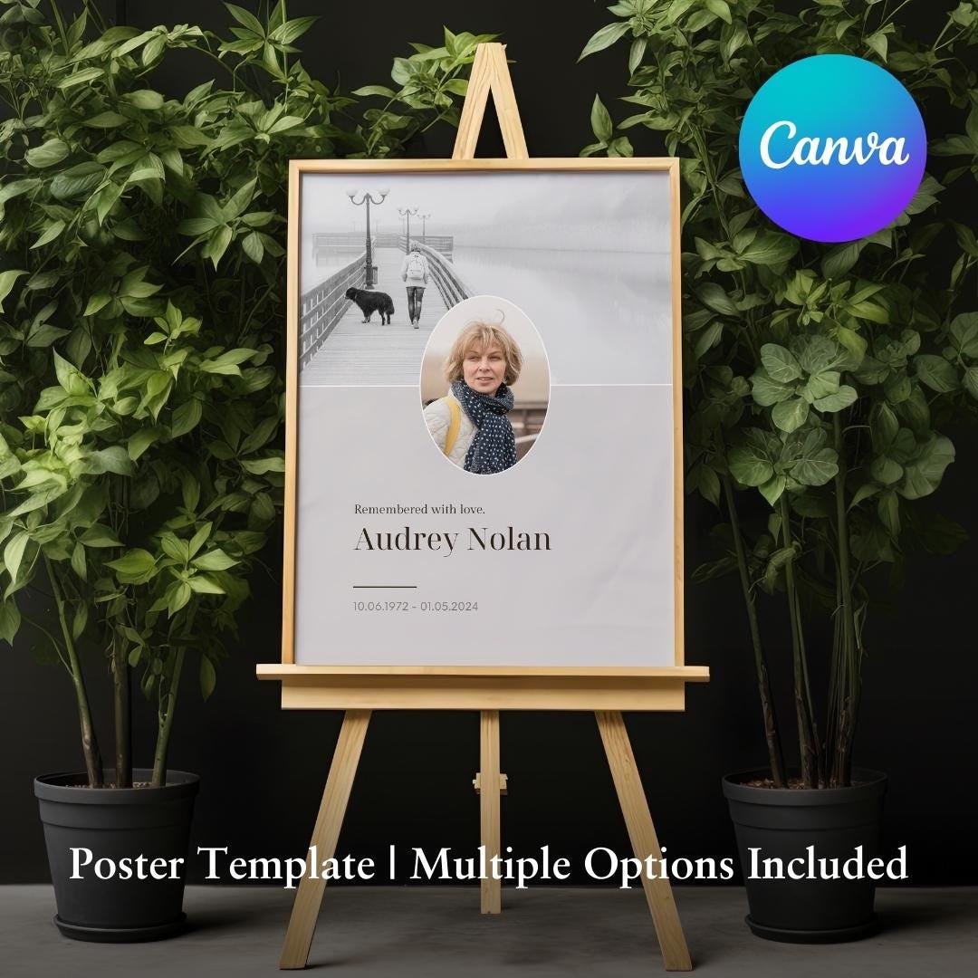 Neutral Funeral Poster Memorial Sign Template Funeral Collage Photo ...