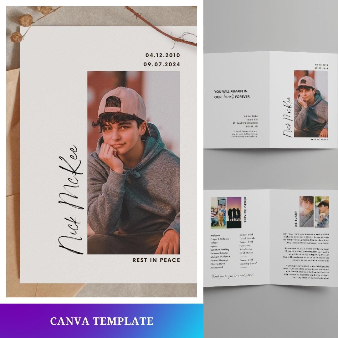 Contemporary Funeral Program Template Celebration of Life Memorial ...