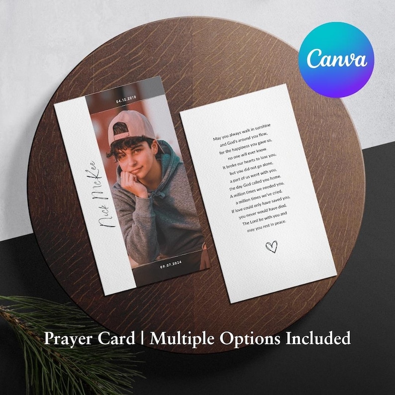 Gender-neutral Funeral Prayer Card Template, Printable Funeral Favor ...