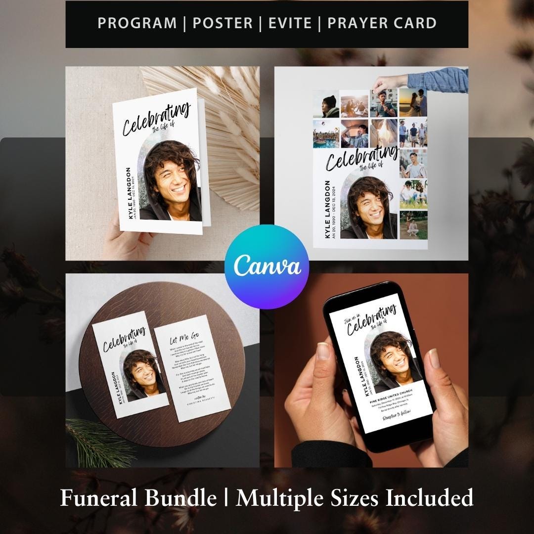 Bold Modern Editable Funeral Bundle Set in Loving Memory Suite Memorial ...