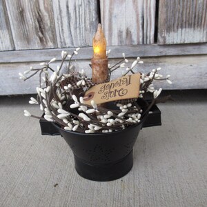 Primitive Vintage Style Kitchen Colander Timer Candle Light With ...