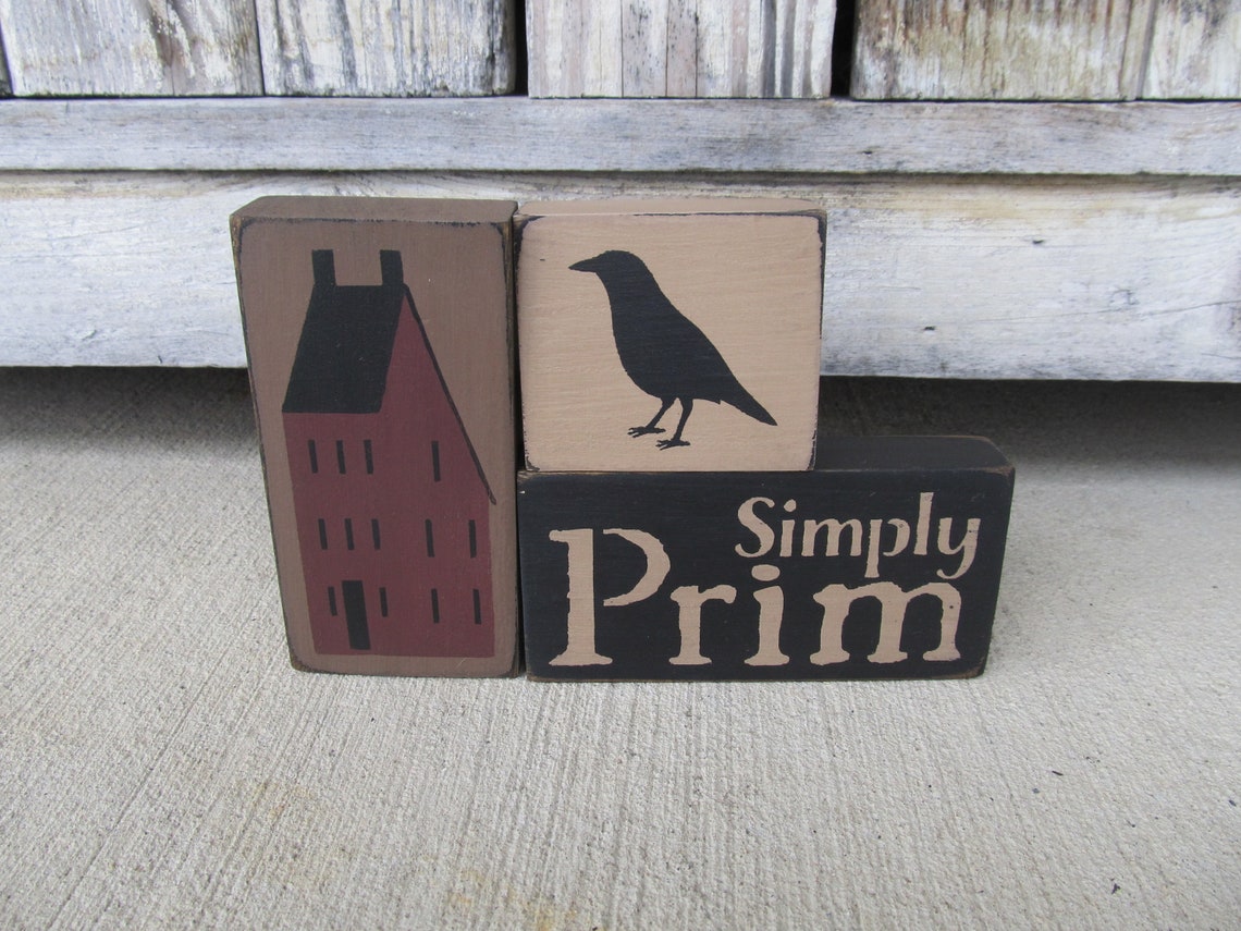 Primitive Simply Prim Saltbox House and Sheep or Crow Set of 3 | Etsy
