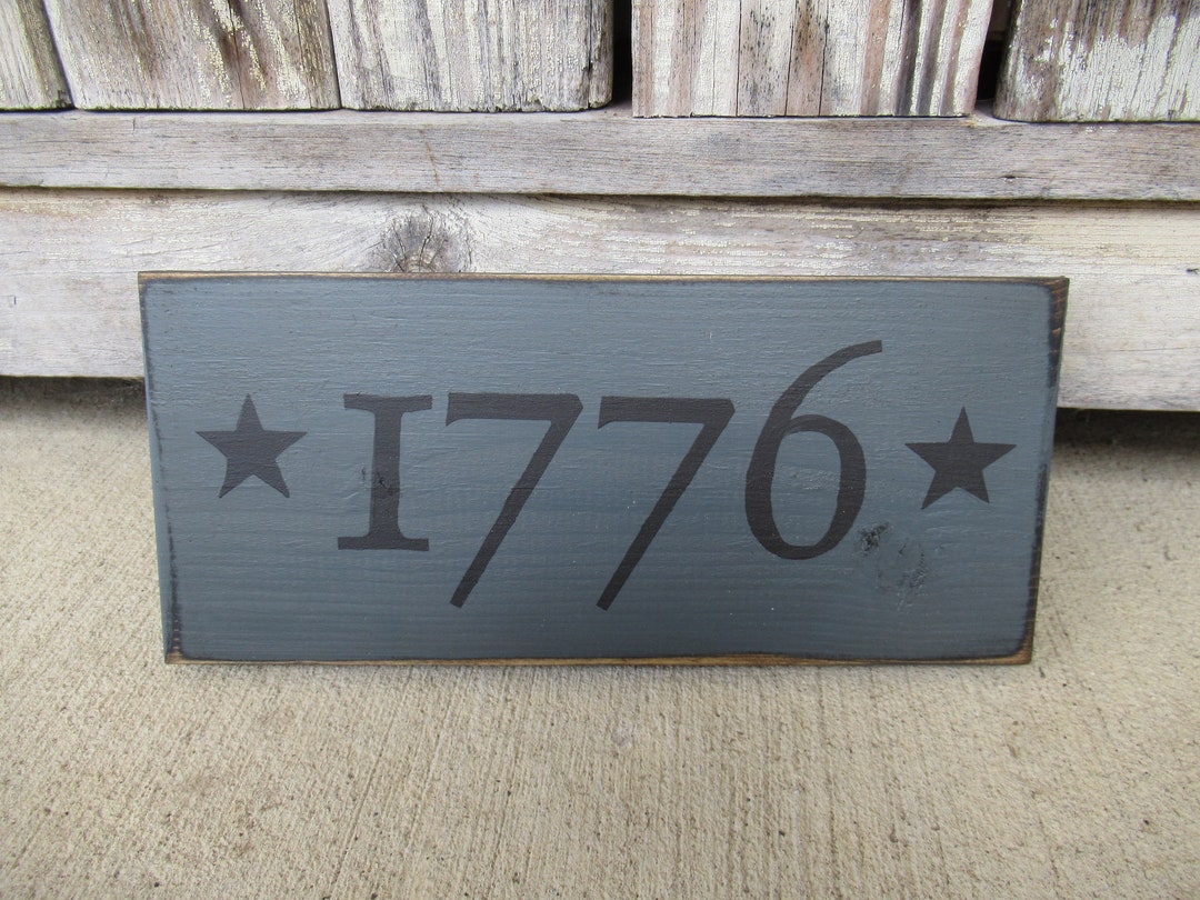 Primitive Colonial Americana Patriotic 1776 With Stars Horizontal Small ...