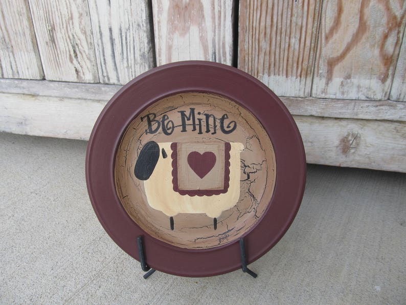 Primitive Valentine Sheep With Heart Quilt Hand Painted Plate | Etsy