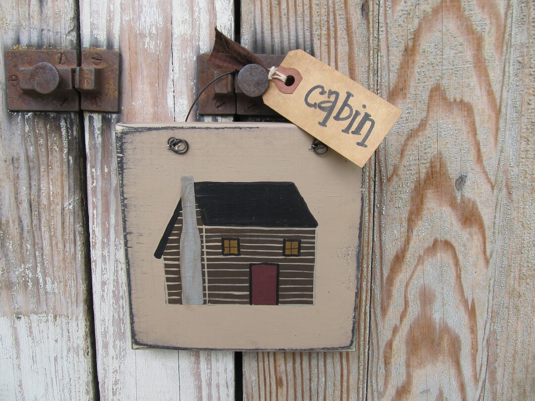Primitive Rustic Northwoods Lodge Log Cabin Hand Painted Sign Plaque ...