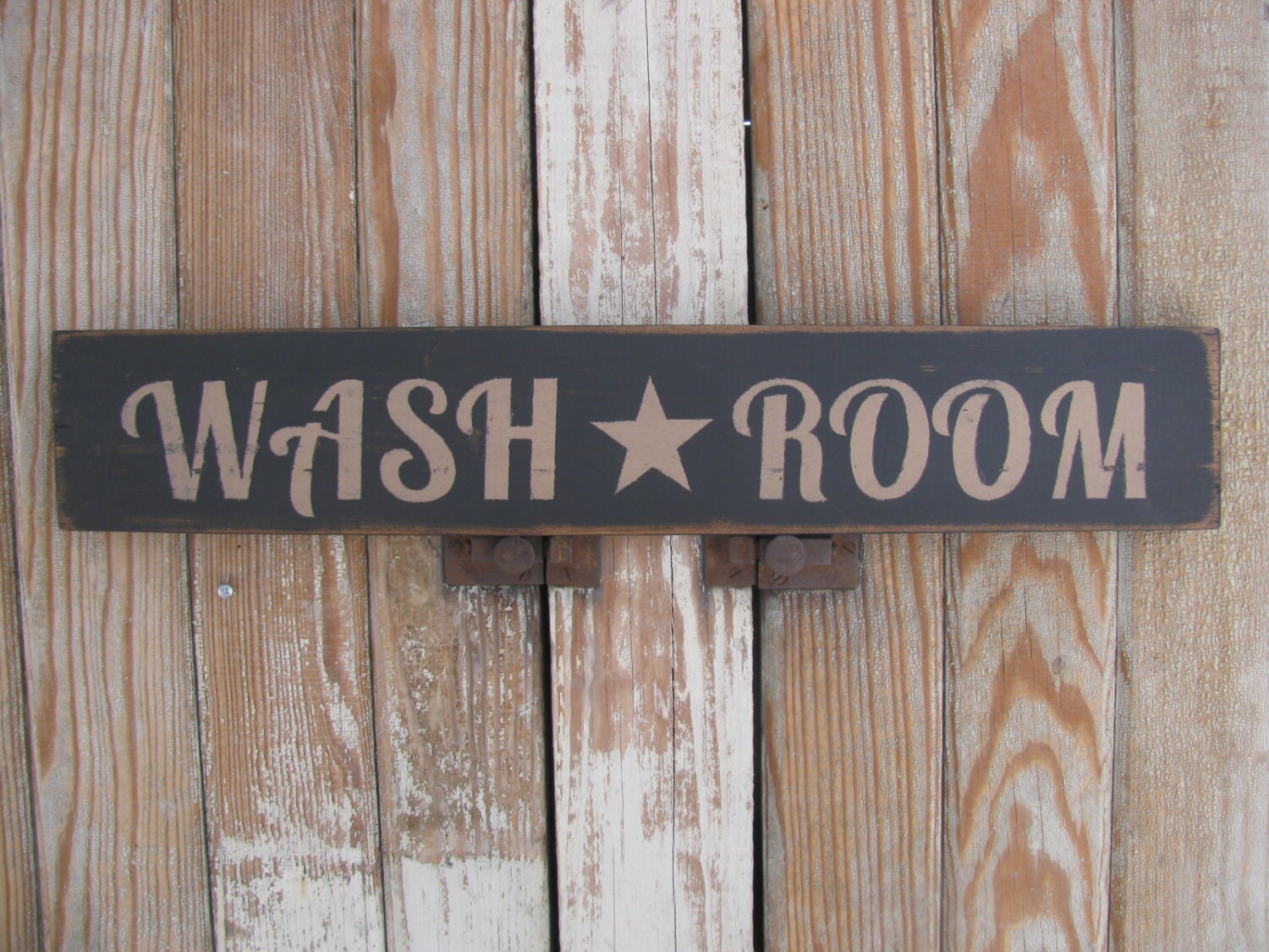 Primitive Wash Room With Star Hand Stenciled Wooden Sign for | Etsy