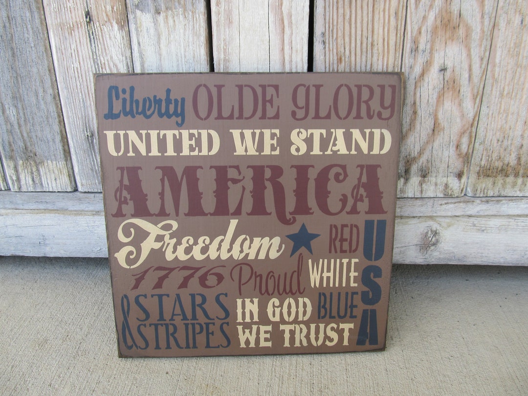 Primitive America USA Typography Hand Stenciled 12 Sign GCC07886 - Etsy