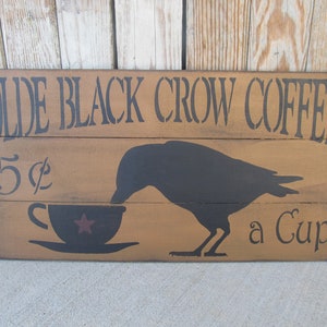 Primitive Olde Black Crow Coffee Hand Painted Pallet Sign with | Etsy