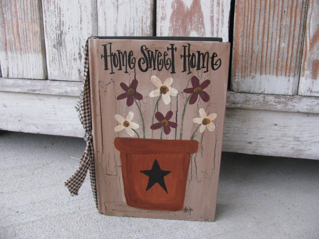 Primitive Flower Pot and Flowers Hand Painted Vintage Book GCC2817 - Etsy