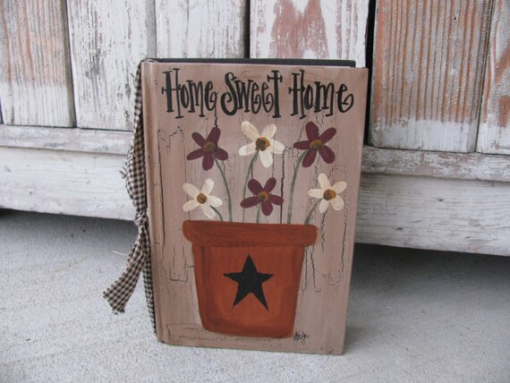 Primitive Flower Pot and Flowers Hand Painted Vintage Book | Etsy