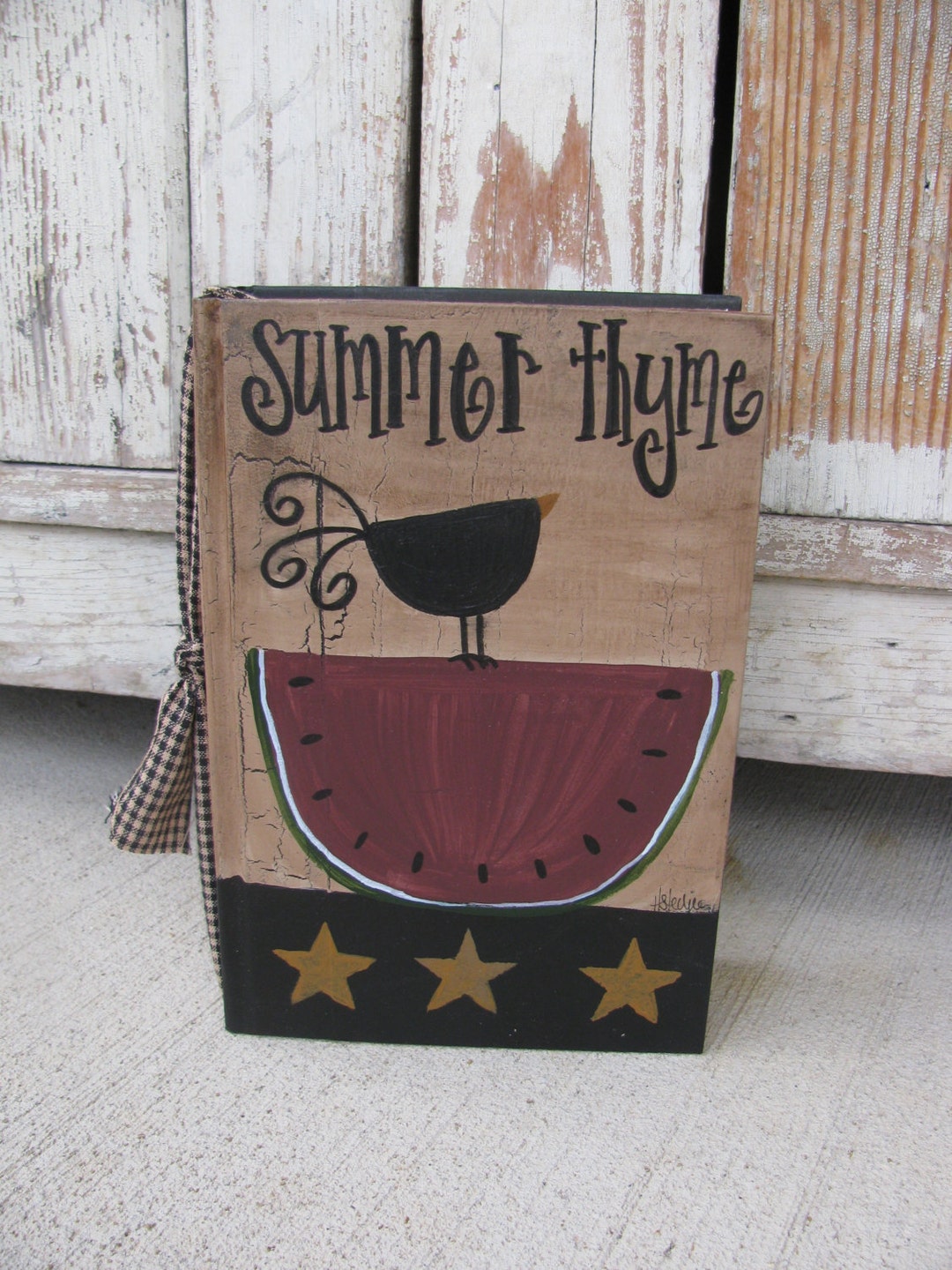 Primitive Watermelon With or Without Crow and Stars Hand Painted ...