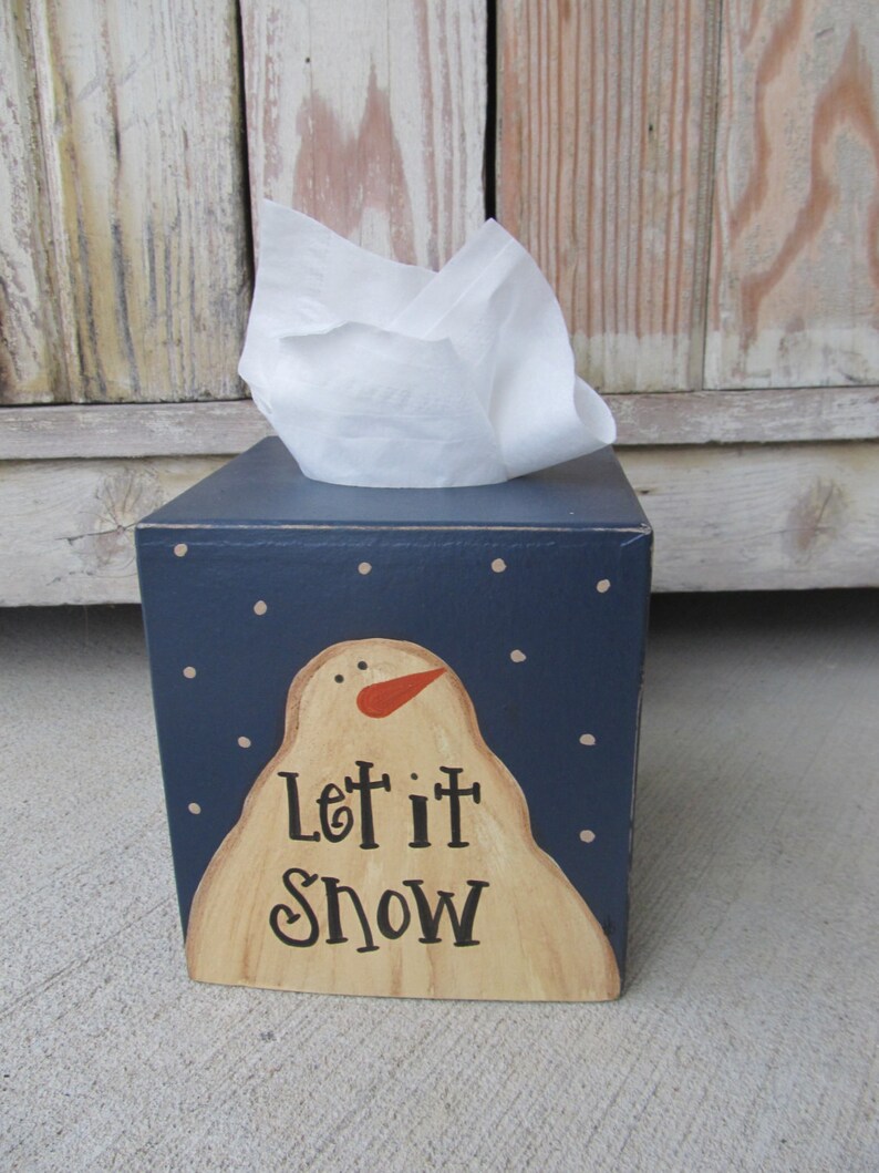 Primitive Let It Snow Snowman Tissue Box Cover GCC5490 - Etsy