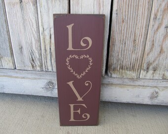 Love Vertical Valentine Primitive Sign - Etsy