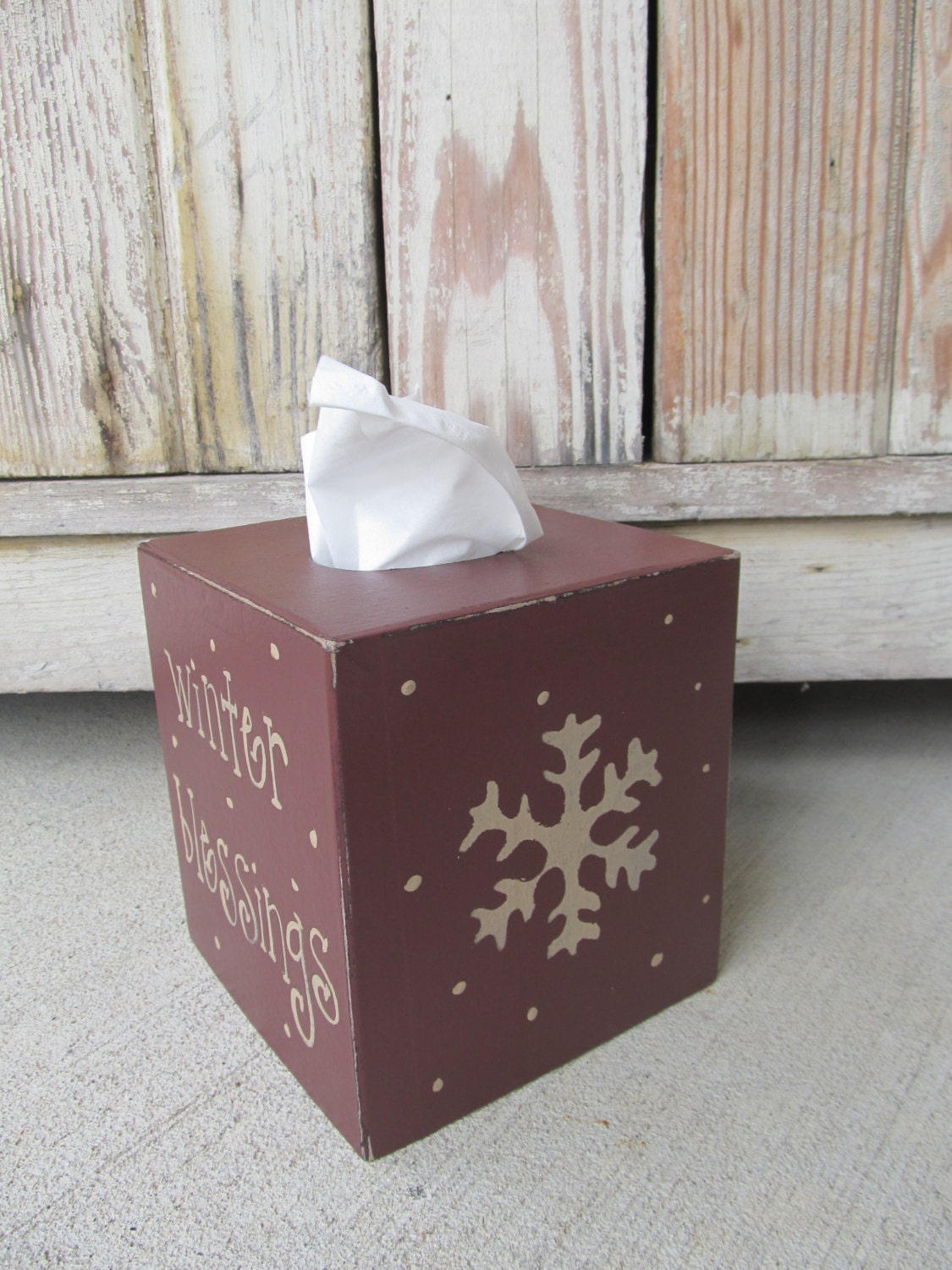 Primitive Snowman and Snowflake Winter Tissue Box Cover Four | Etsy