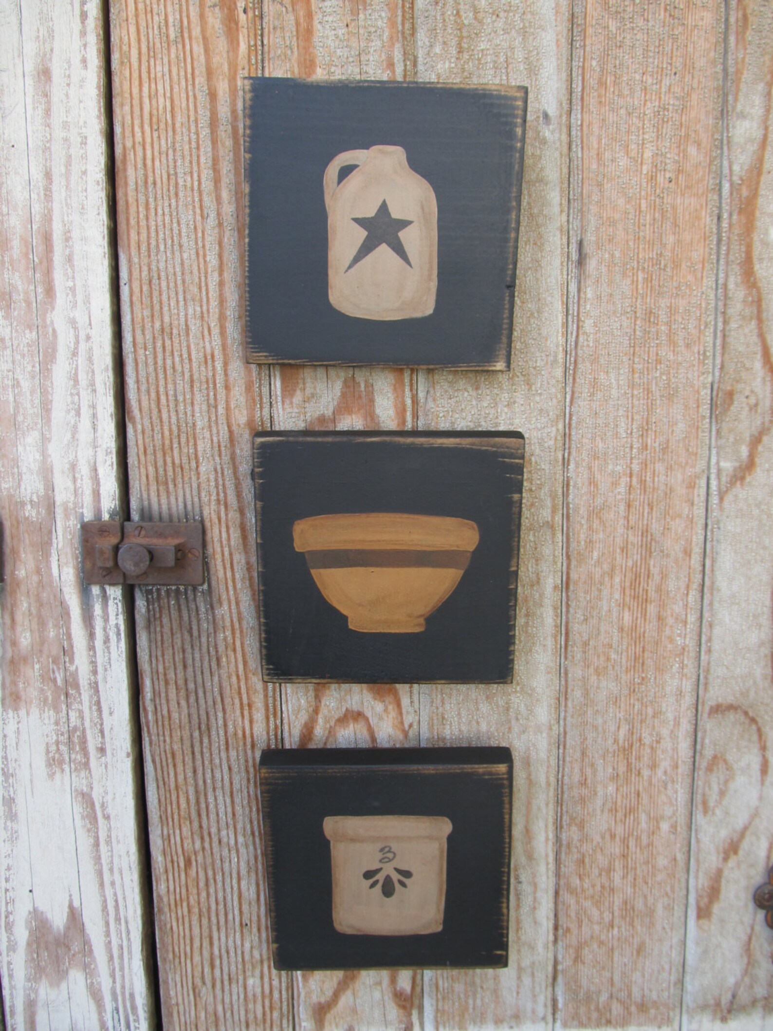 Primitive Hand Painted Crock Jug and Bowl Stoneware Sign - Etsy