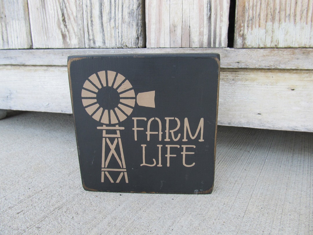 Primitive Farm Life With Windmill Hand Painted Sign Plaque GCC7307 - Etsy