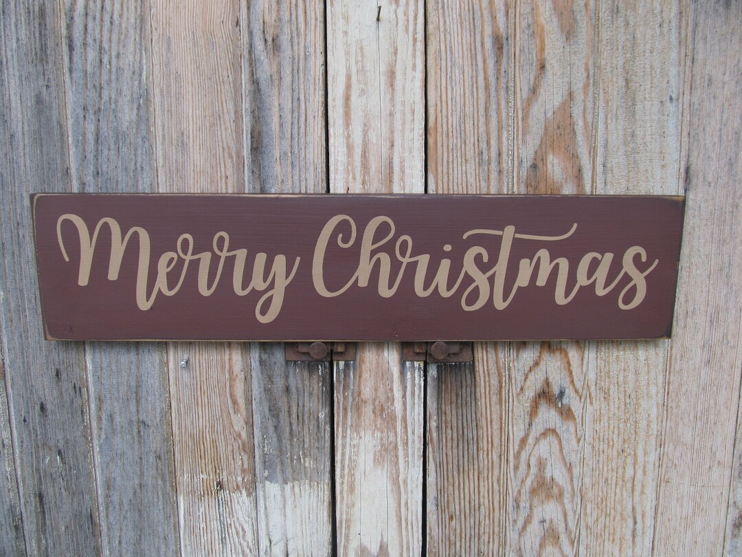 Primitive Merry Christmas Horizontal Hand Painted Sign With Color ...