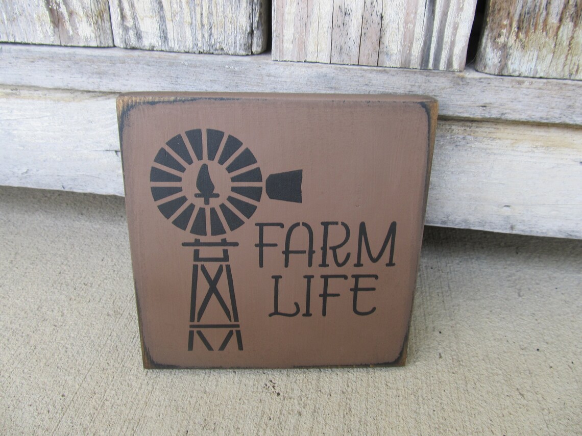 Primitive Farm Life With Windmill Hand Painted Sign Plaque - Etsy
