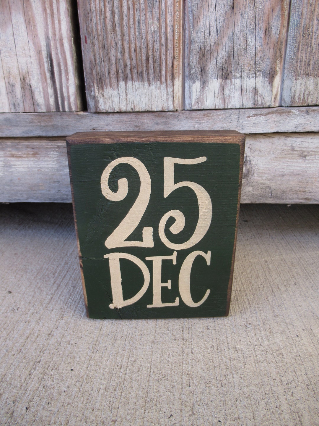 Primitive Christmas 25 Dec Hand Painted Wood Sign Block With - Etsy