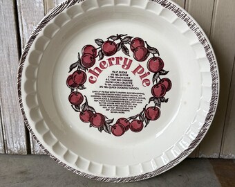 Vintage 1988 Ceramic Cherry Pie Plate With Lid - Etsy