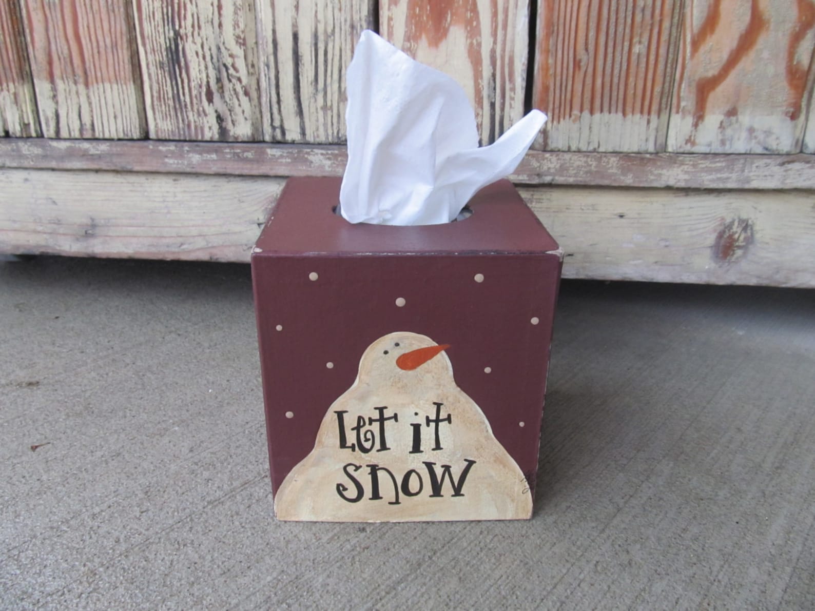 Primitive Let It Snow Snowman Tissue Box Cover GCC5490 - Etsy