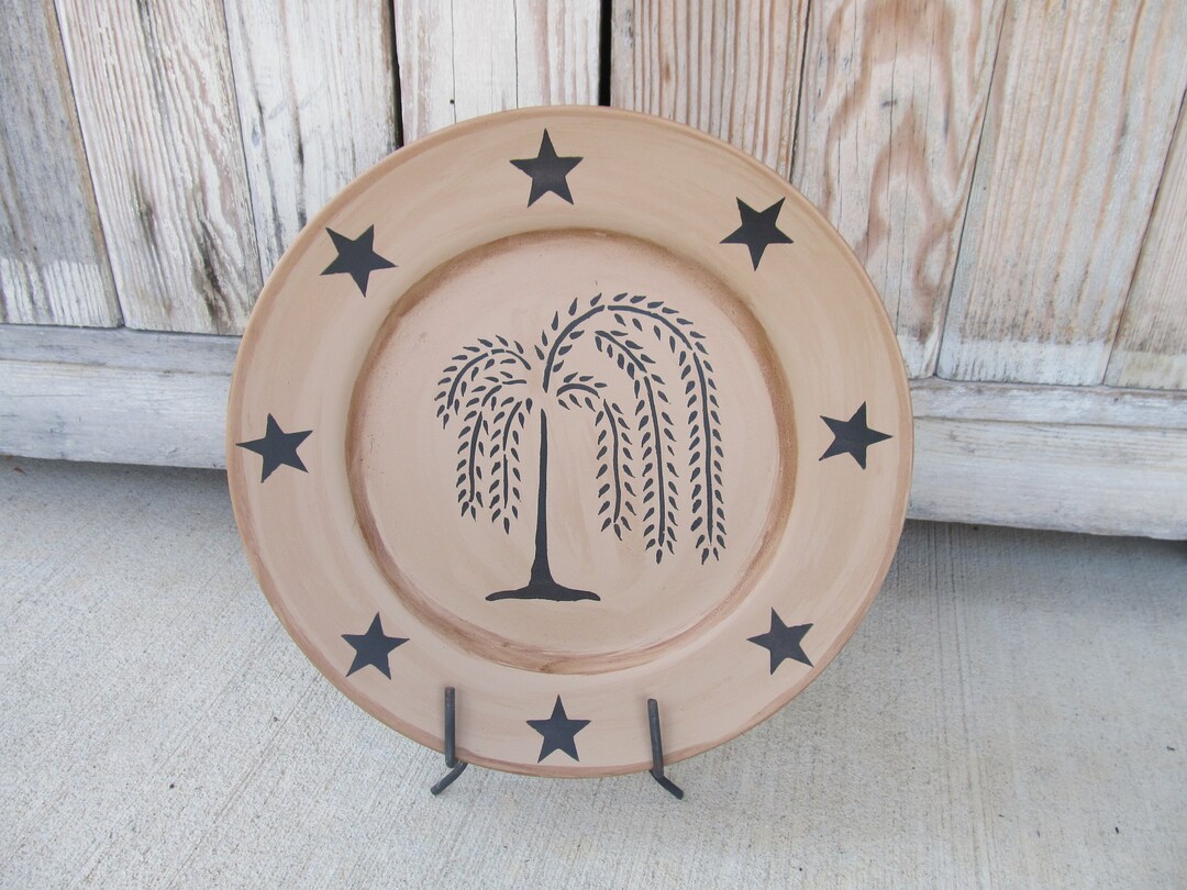 Primitive Willow Tree and Stars Hand Painted Plate GCC07556 - Etsy