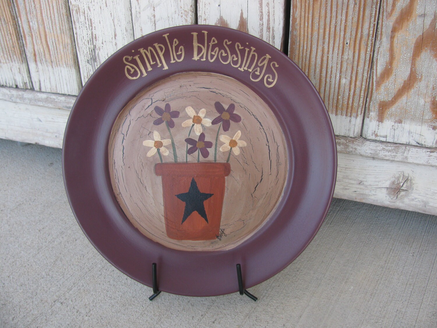 Primitive Country Daisies in Flower Pot Hand Painted Plate - Etsy