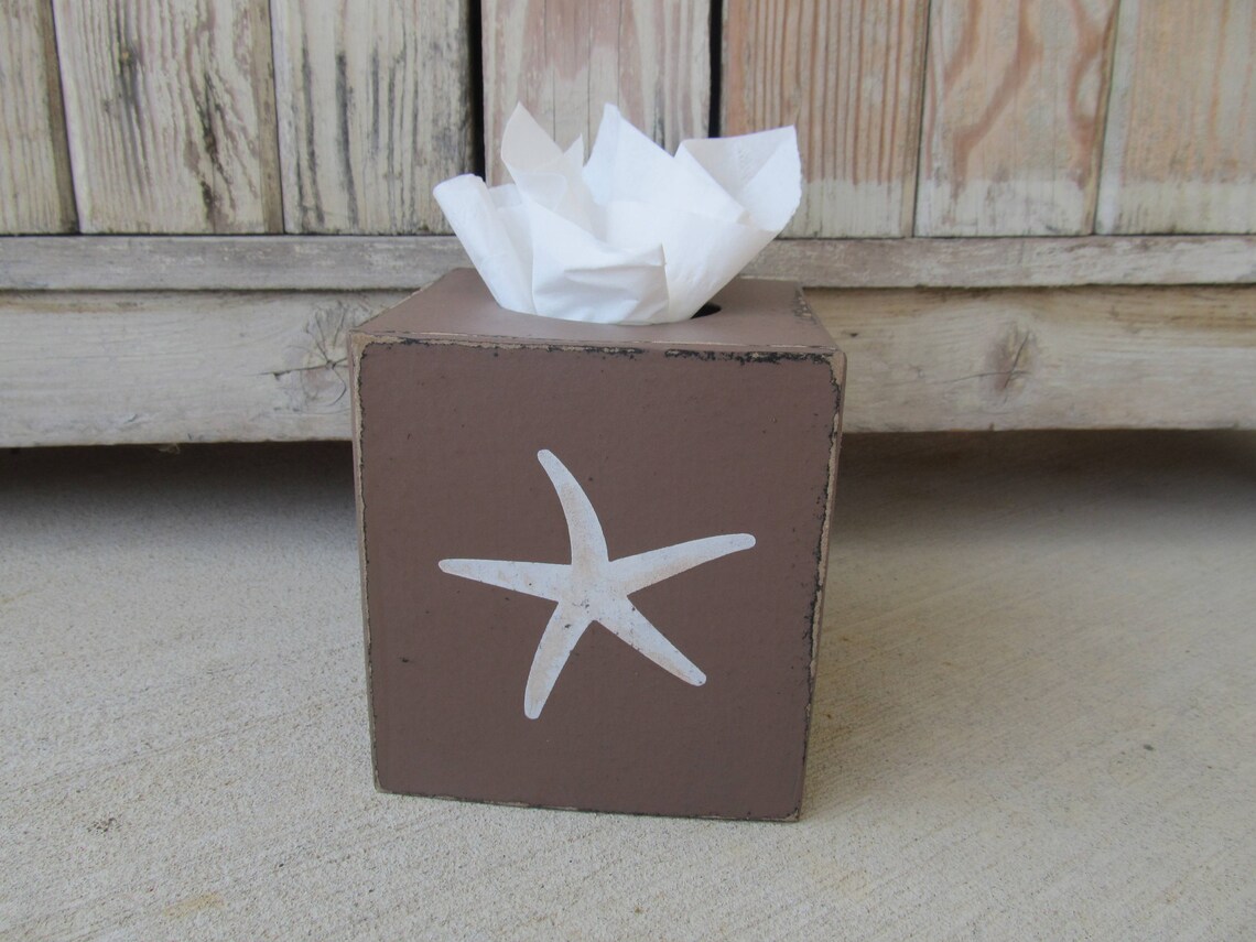 Nautical Beach Coastal Star Fish Hand Painted Tissue Box Cover - Etsy