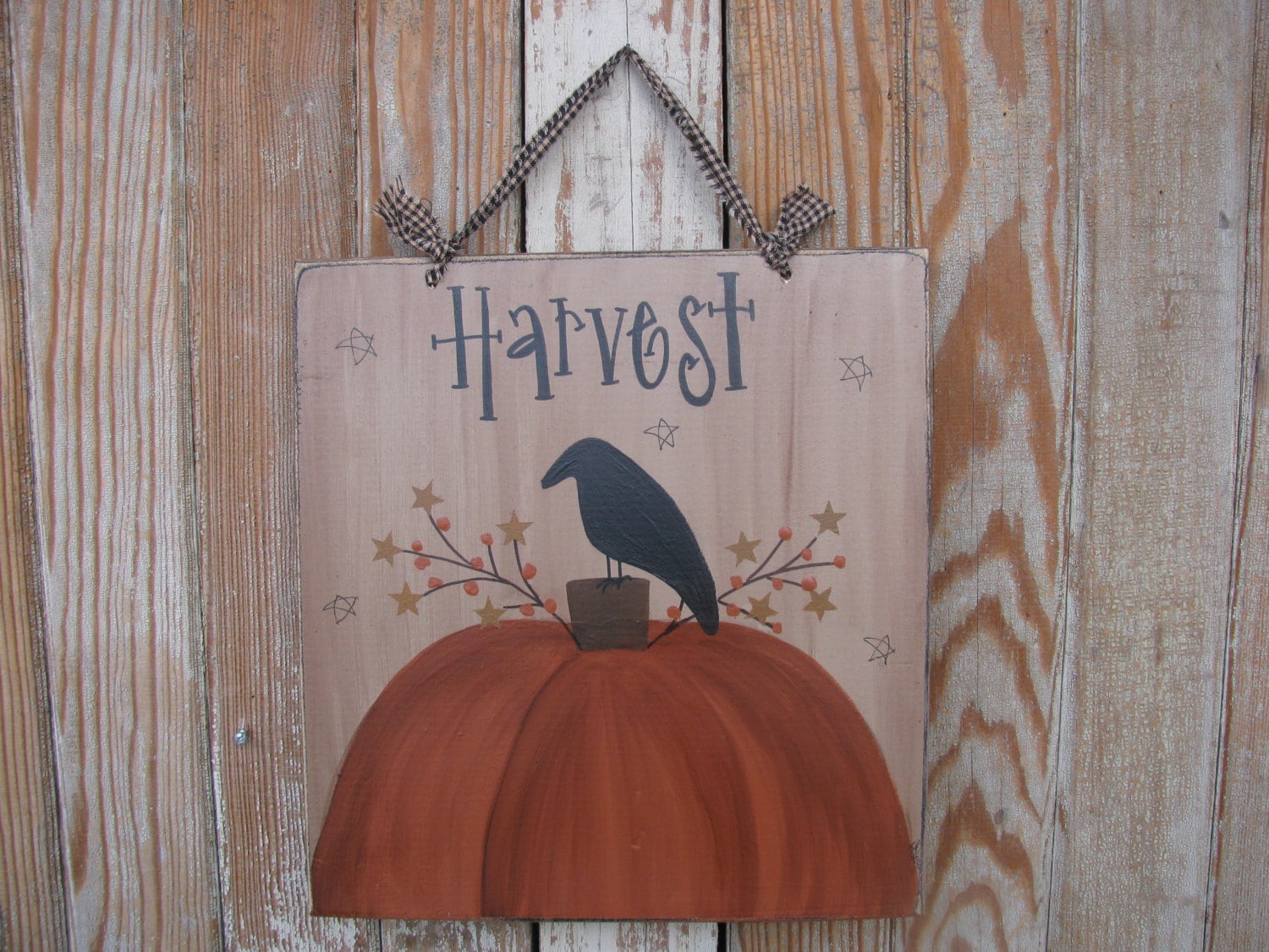 Primitive Autumn Fall Hand Painted Harvest Pumpkin Sign With - Etsy